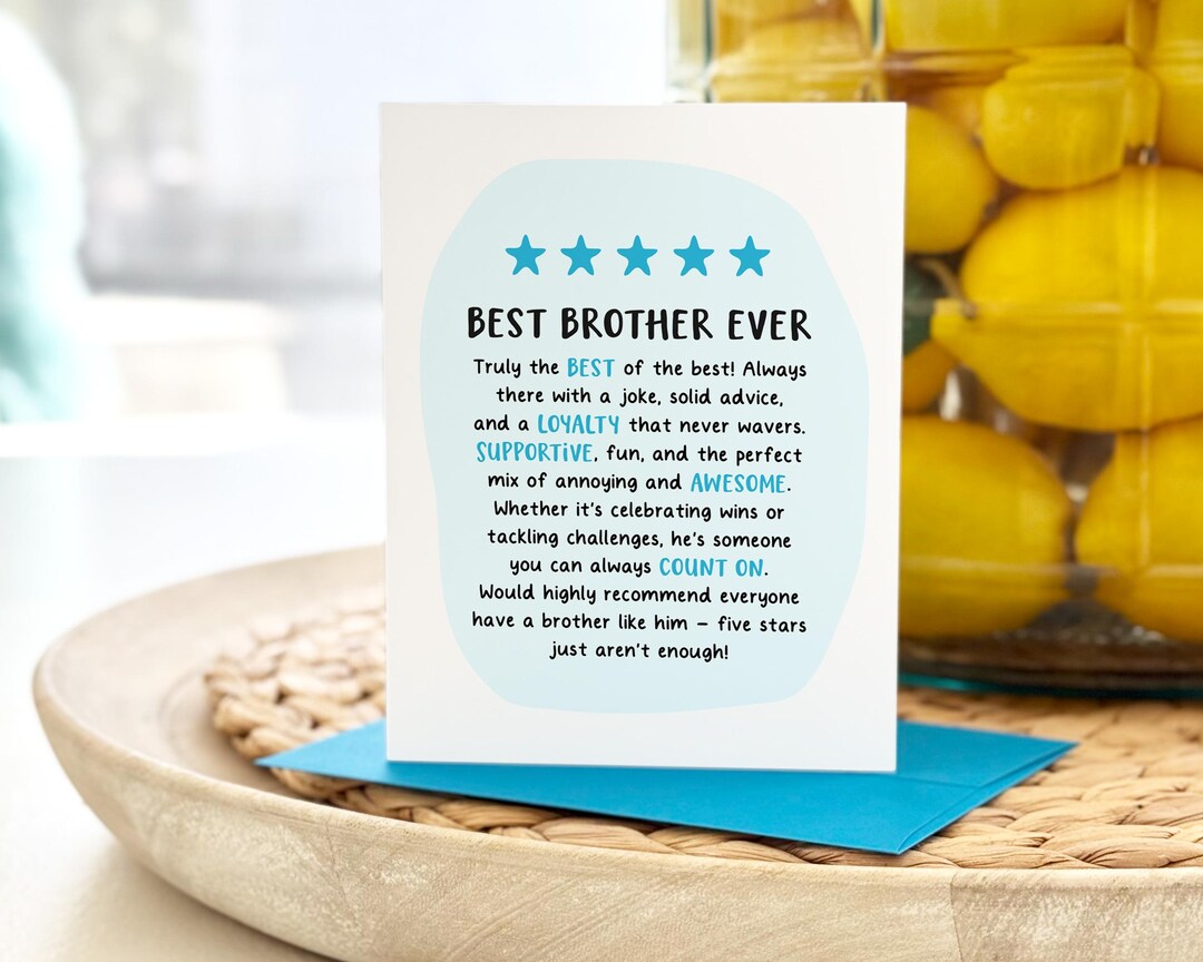 Best Brother Ever Card, #1 Brother Card, Heartfelt Brother Review Card ...