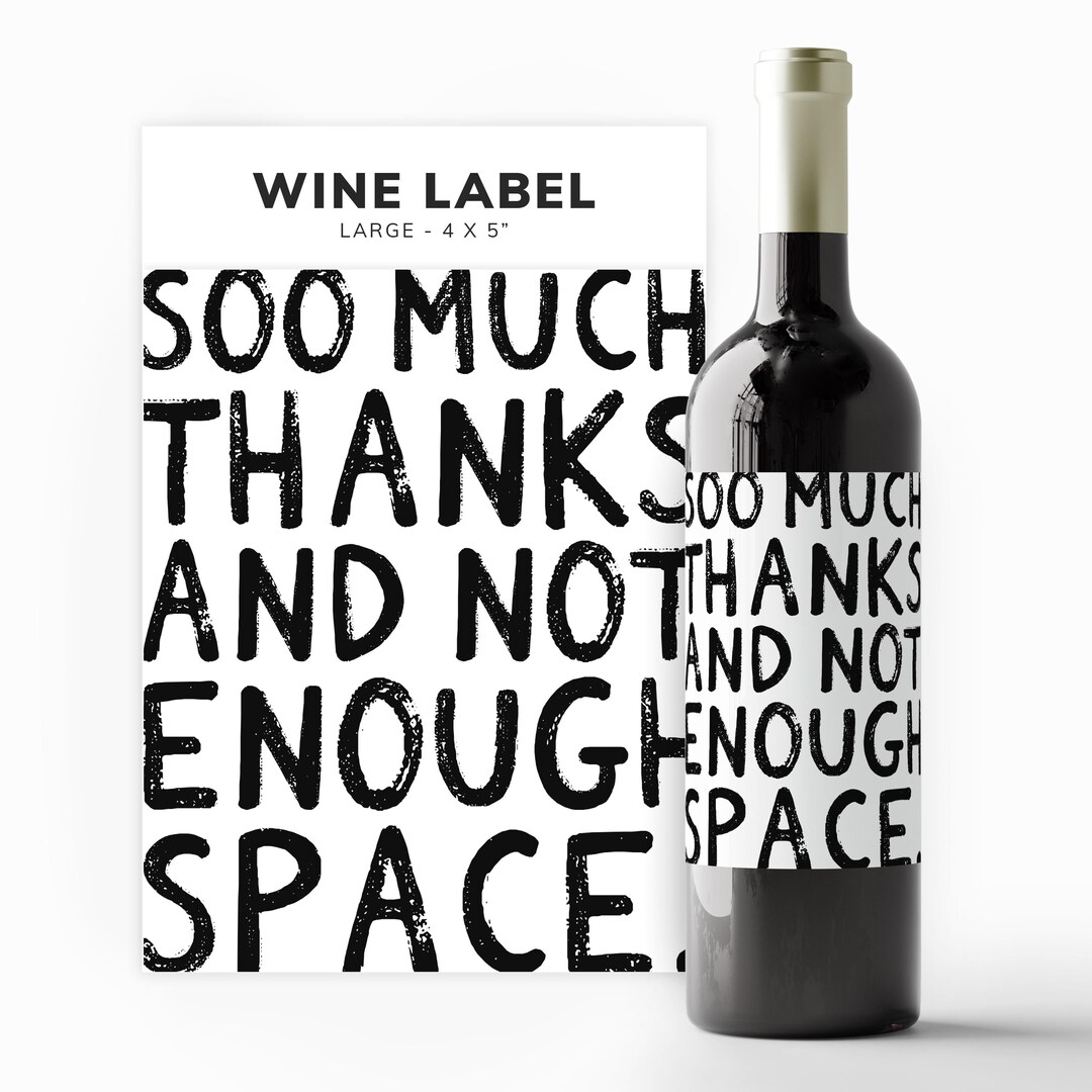 Thank You Wine Bottle Label, Thank You Gift, Wine Label, Printed ...