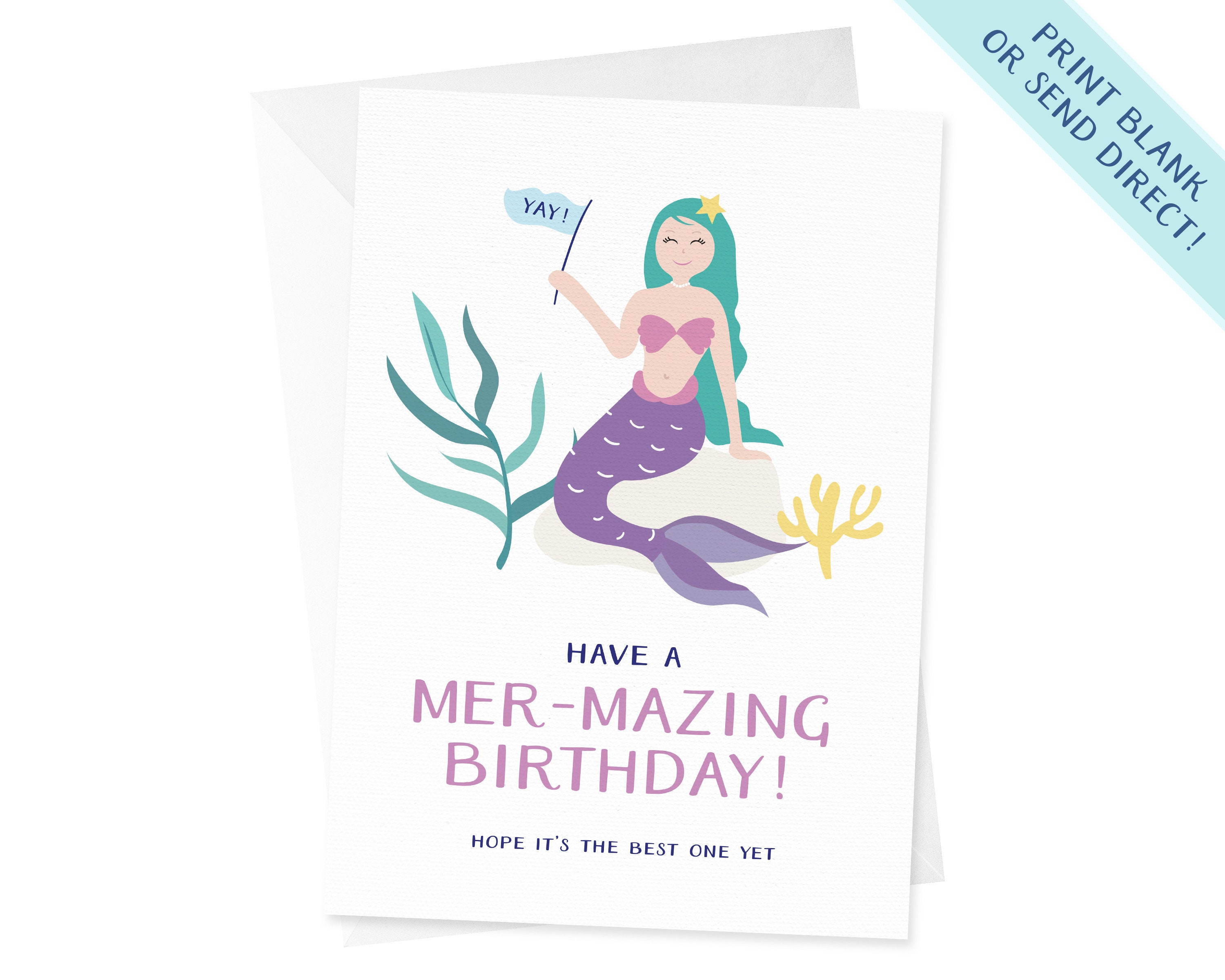 Cute Birthday Card Mer-mazing Birthday Card Mermaid Card - Etsy