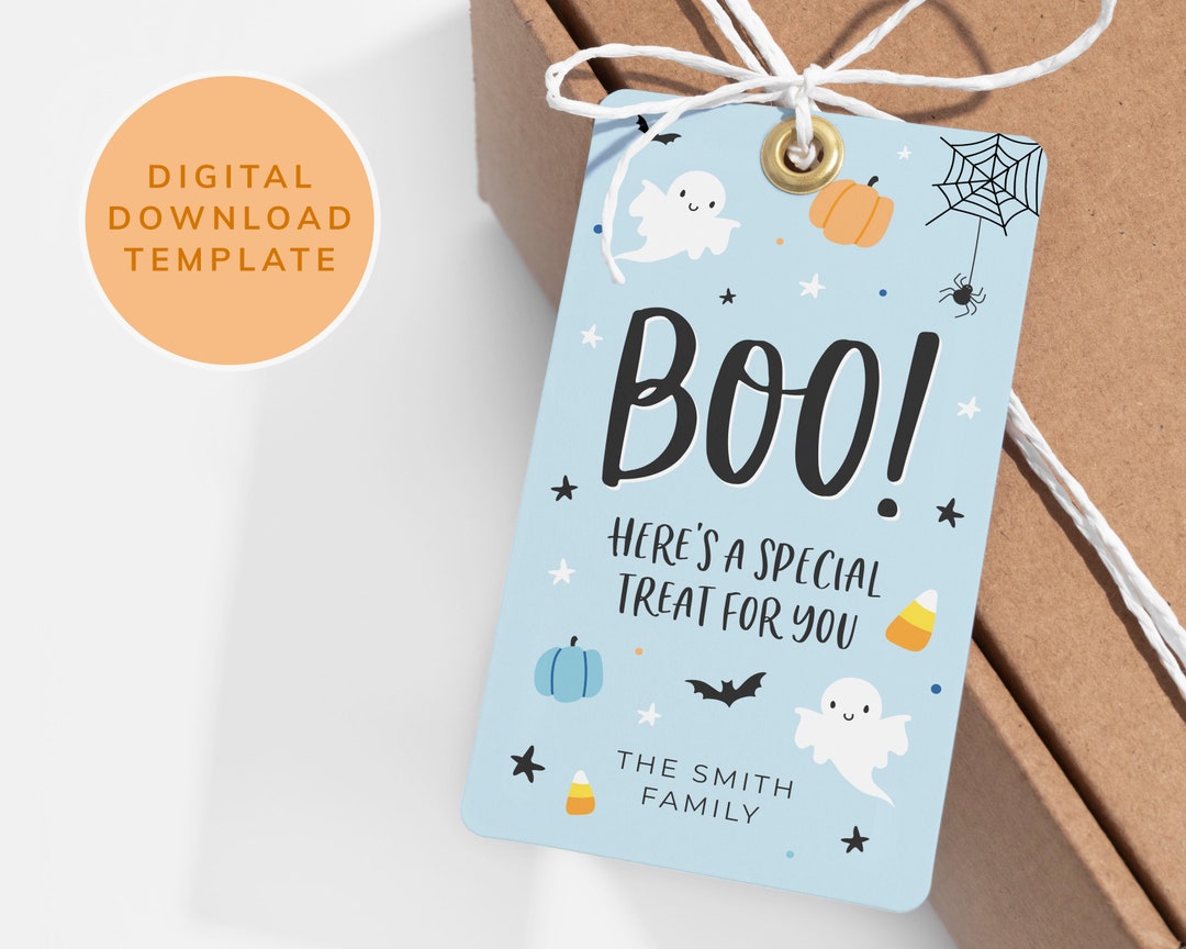 Halloween Boo Tags, Editable Halloween Favor Gift Bag Tags, Trick or ...