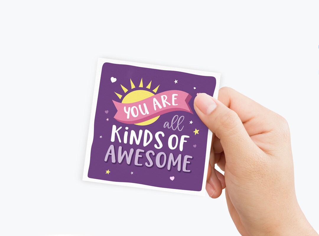 MINI Positivity Card - You Are All Kinds of Awesome, Lunch Box Note ...