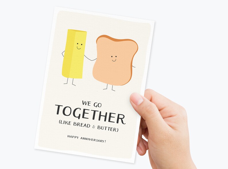 Anniversary Card - We Go Together Like Bread and Butter | Cute ...