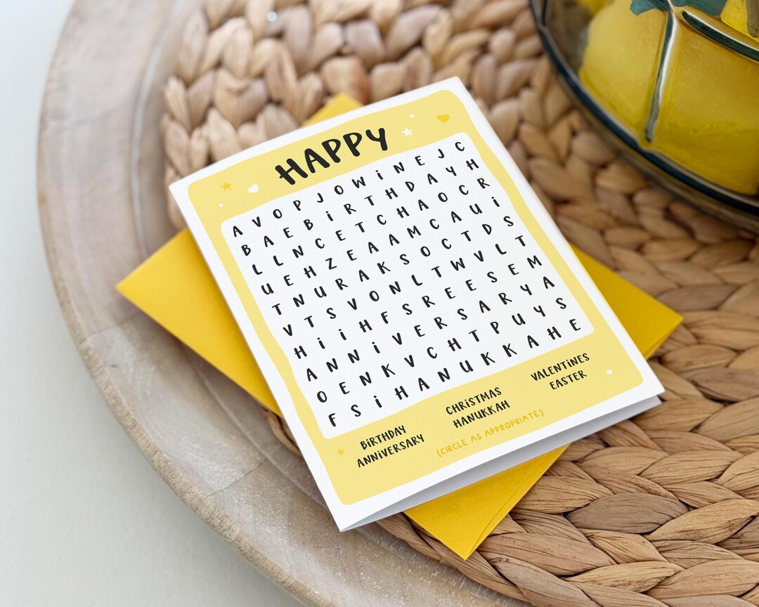 Generic Card, Any Occasion, Funny Card, Word Search, Birthday ...