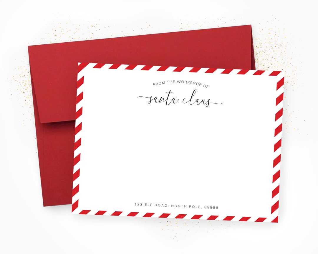 Santa Note Cards & Envelopes, Santa Letter Template, Warning Note ...