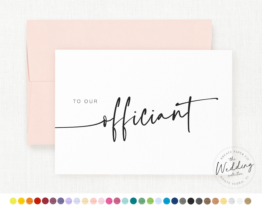 To Our Officiant - Wedding Card, Officiant Thank You Card, Card to ...