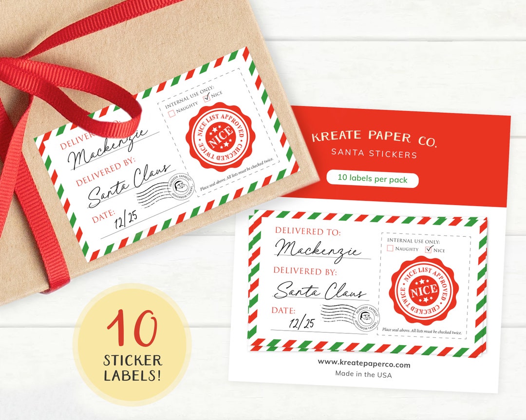 Official Santa Label | Santa Claus Gift Tag Stickers | Personalized ...