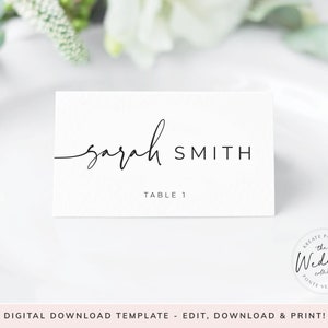 Modern Table Place Card, Table Name Card, Printable Placecard, Seating ...