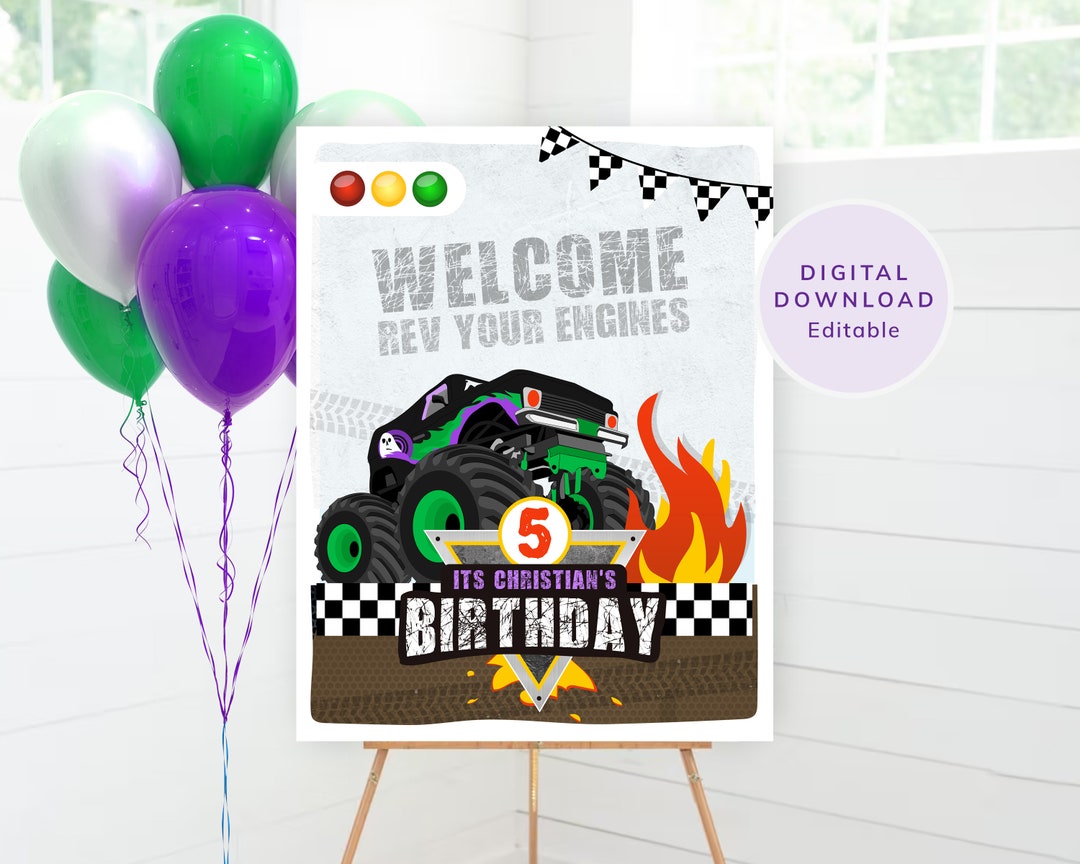 Monster Truck Welcome Sign Poster Monster Jam Trucks Themed Party ...