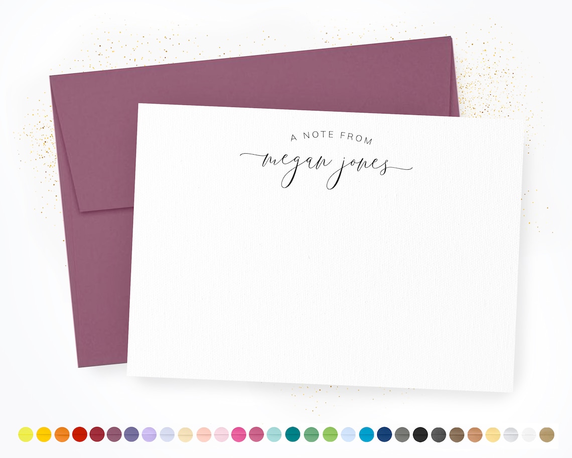 Personalized Note Cards & Envelopes Signature Flat Notecards - Etsy