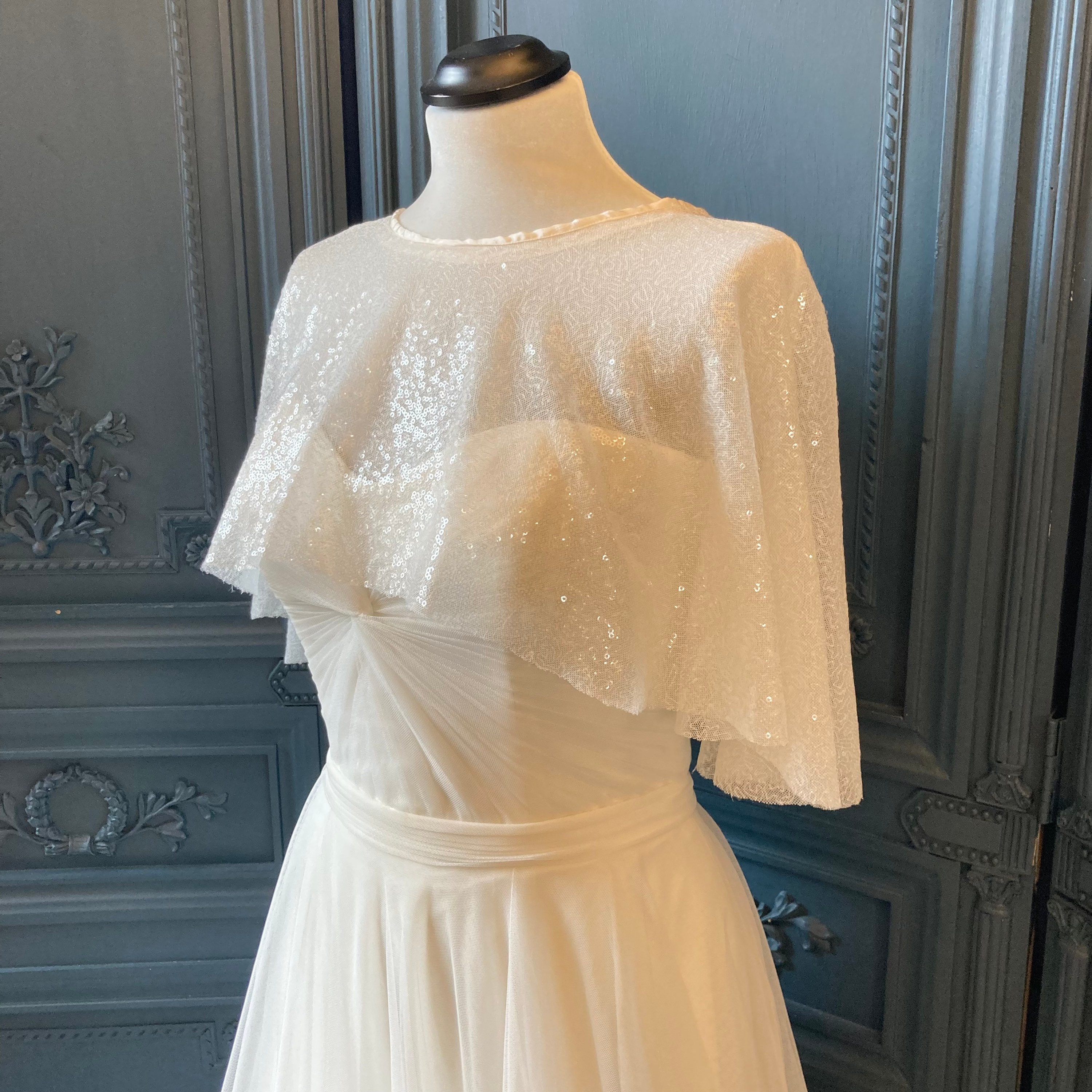 Sequin Tulle Bridal Cape, Sparkly Wedding Dress Cover up Shawl Wrap - Etsy