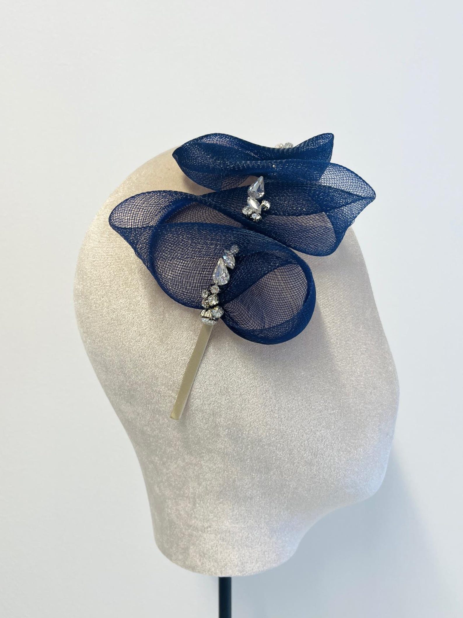 Navy Blue Diamante Handmade Fascinator Headband, Fascinator Headband ...