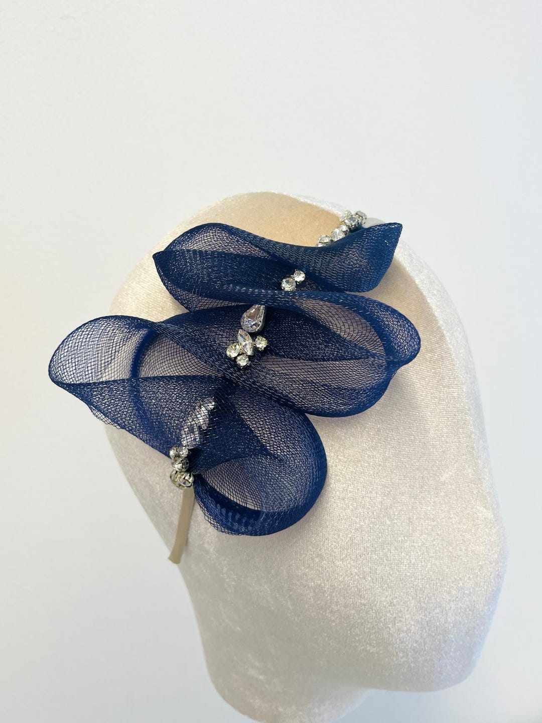 Navy Blue Diamante Handmade Fascinator Headband, Fascinator Headband ...