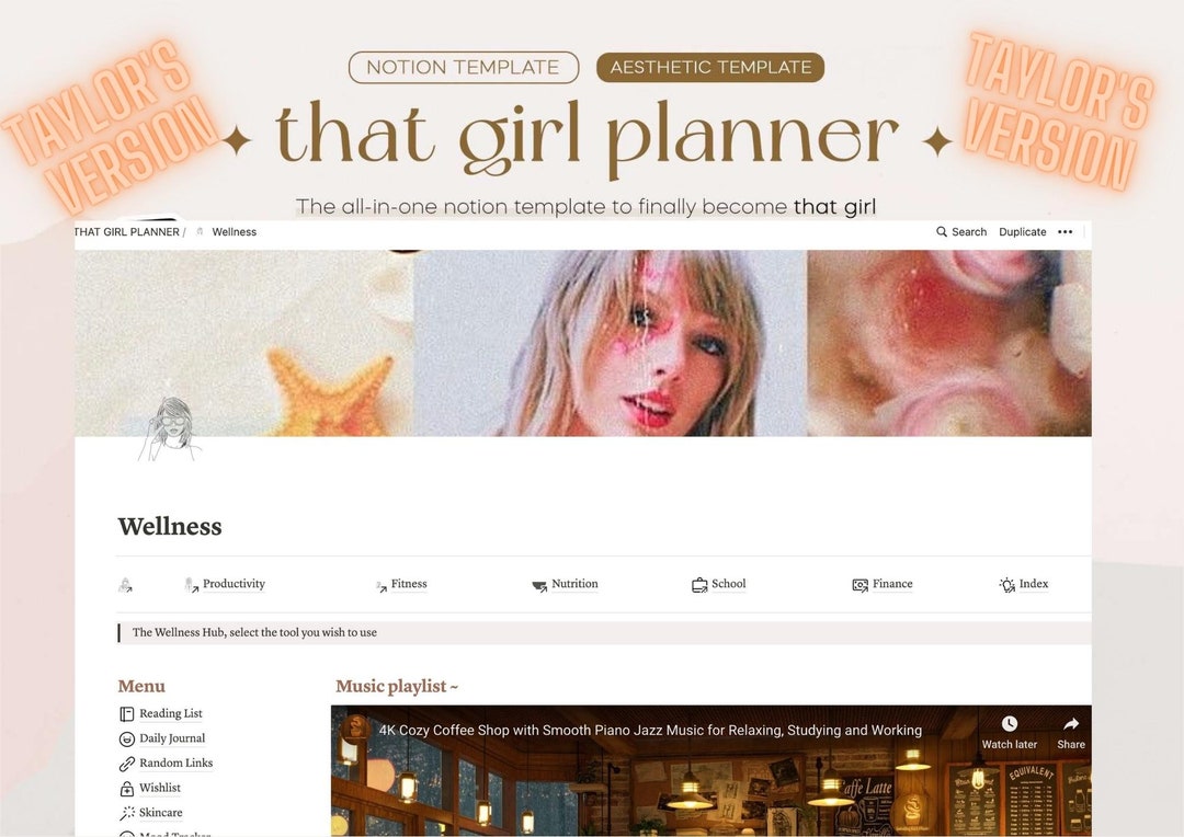 Taylor Swift Notion Template Life Planner All in One Template - Etsy Taylor Swift Notion Template Life Planner All in One Template - Etsy