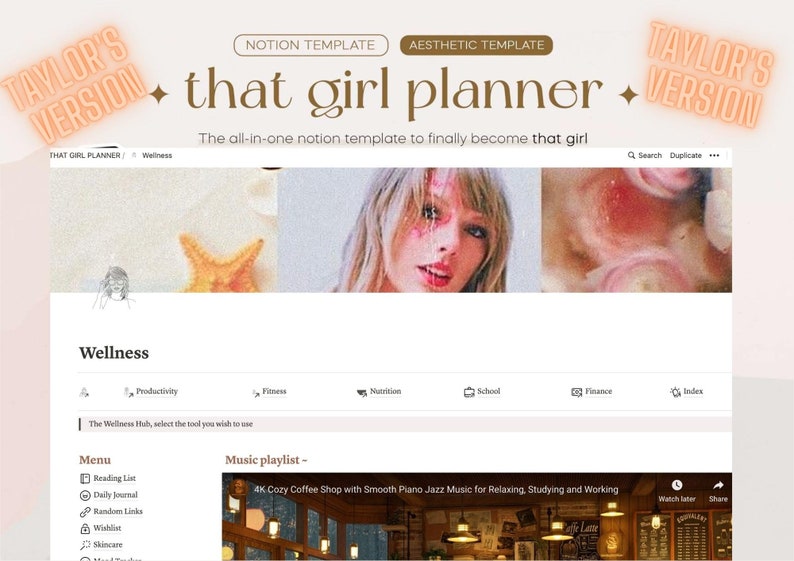 Taylor Swift Notion Template Life Planner All In One Template Etsy Taylor Swift Notion Template Life Planner All In One Template Etsy
