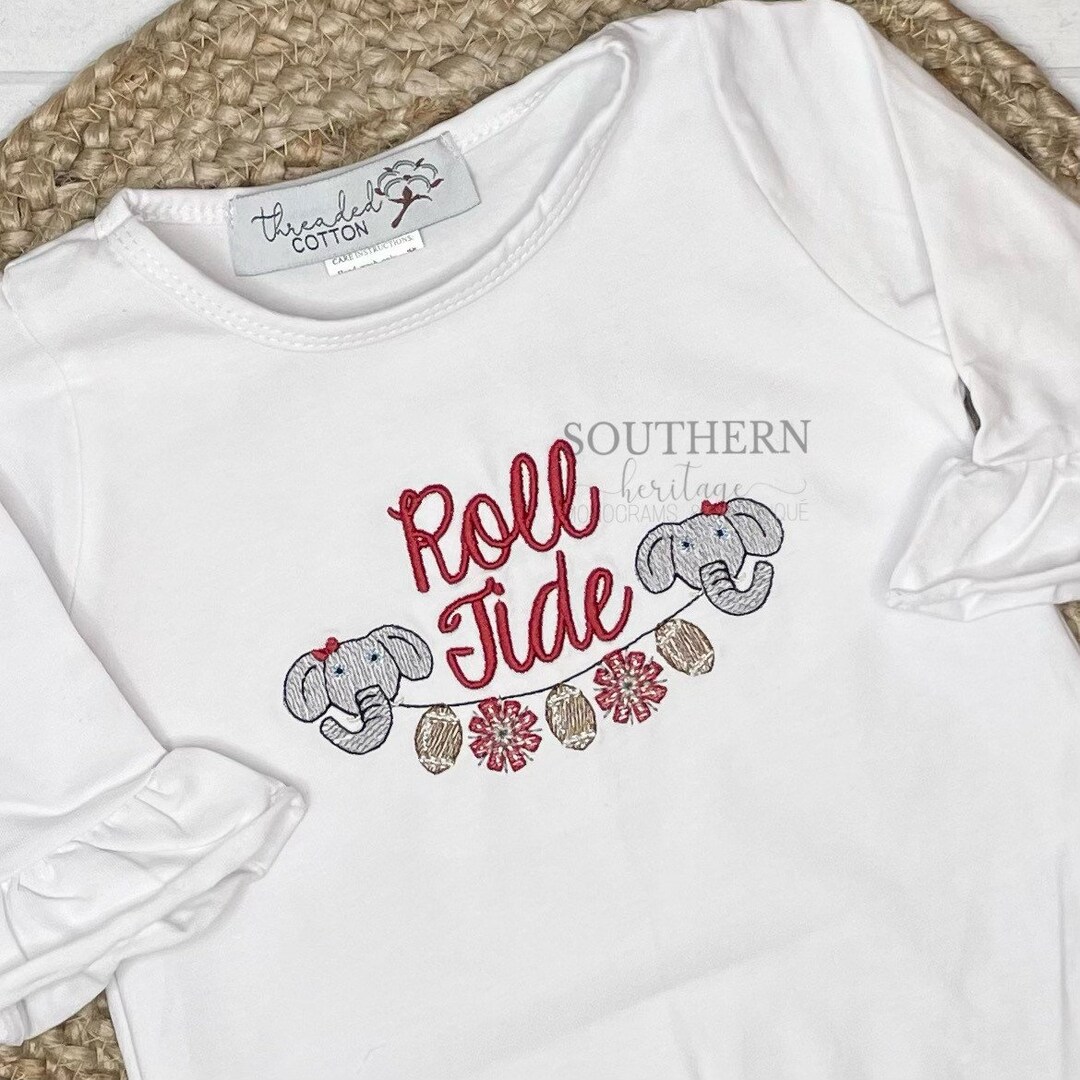 Elephant Cheerleader Pompom Football Banner Embroidered Shirt/romper ...