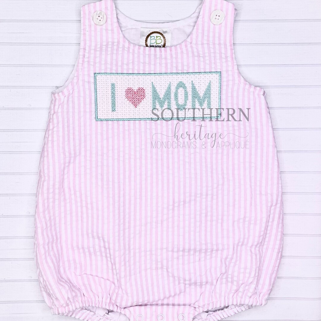 Faux Smock I Love Mom Knit Seersucker Gingham Bubble - Etsy