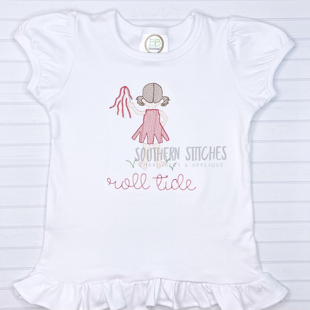 Little Girl Cheerleader Embroidered Ruffle Shirt/dress/romper - Etsy