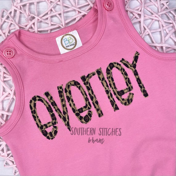 Leopard/cheetah Print Name Appliqué Embroidered Girl | Etsy
