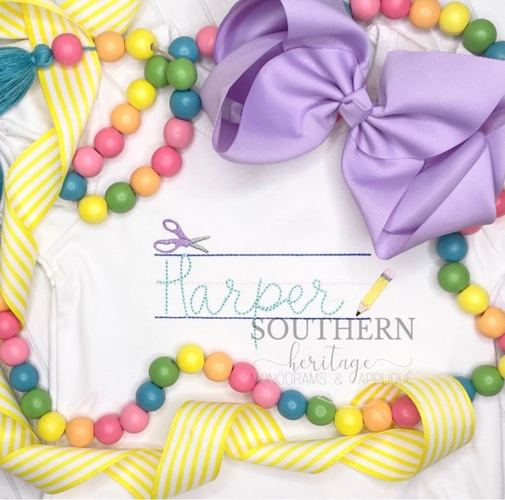 Back to School Writing Paper Girls Personalized Embroidered | Etsy