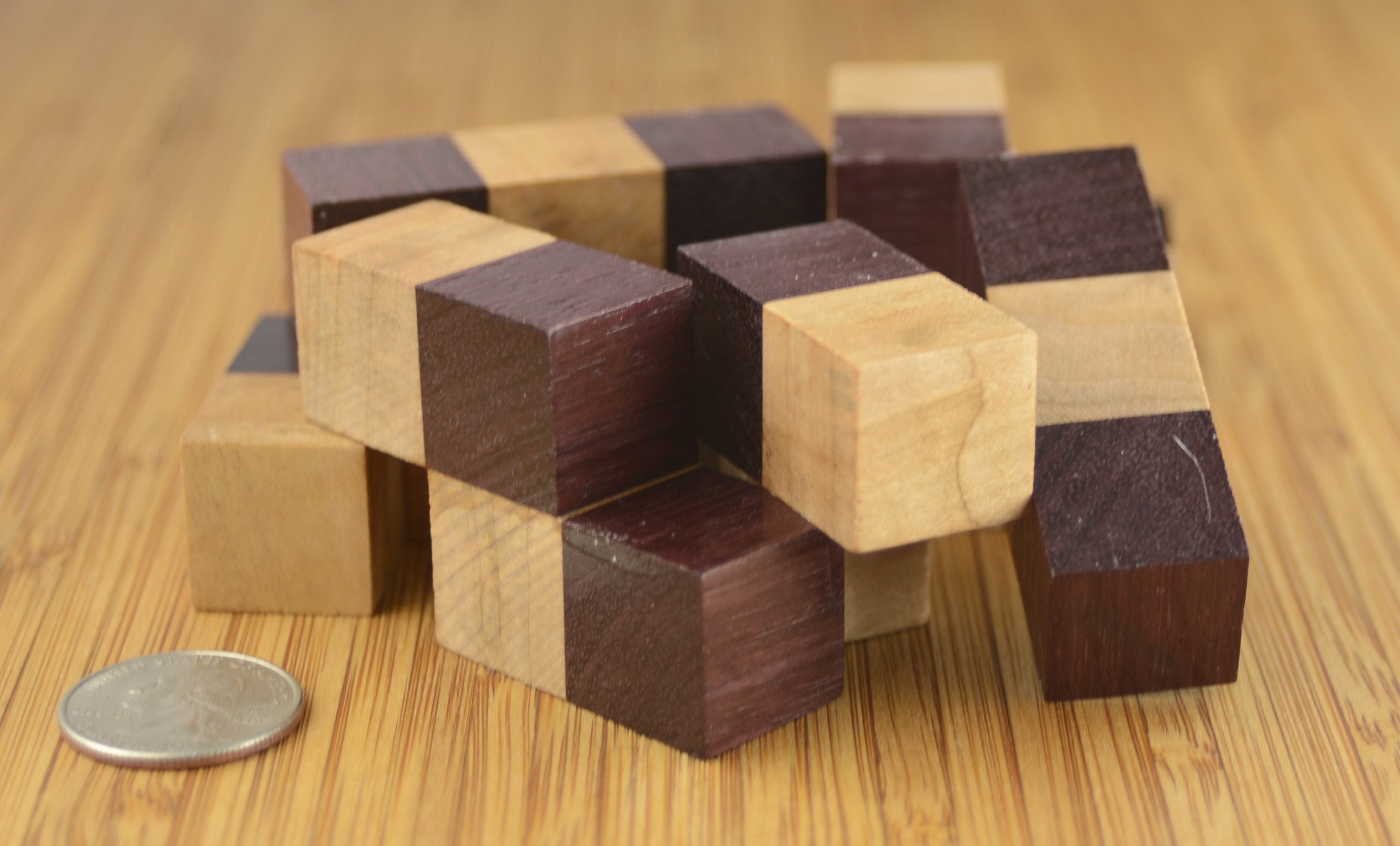 Wooden Stacking Tetris Puzzle Cube 3x3 Brainteaser QuixCraft Etsy