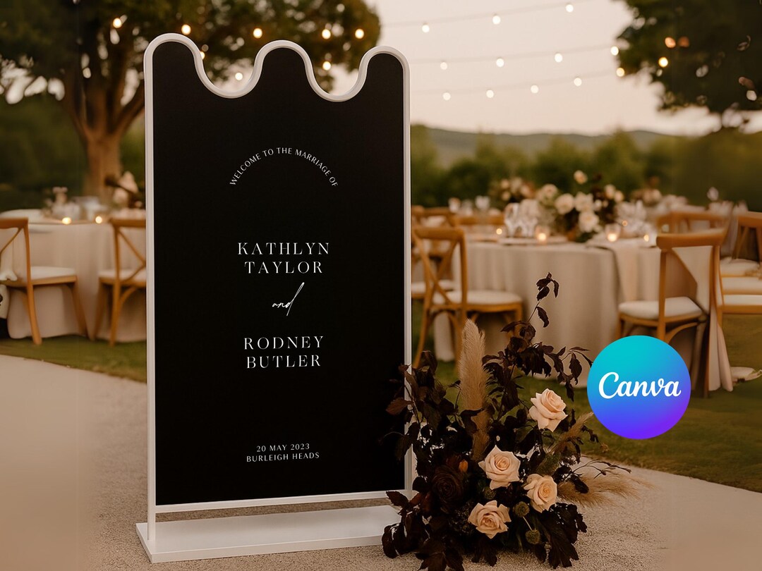Better Together Tall Wiggle Wedding Welcome Sign | 805x1457mm ...