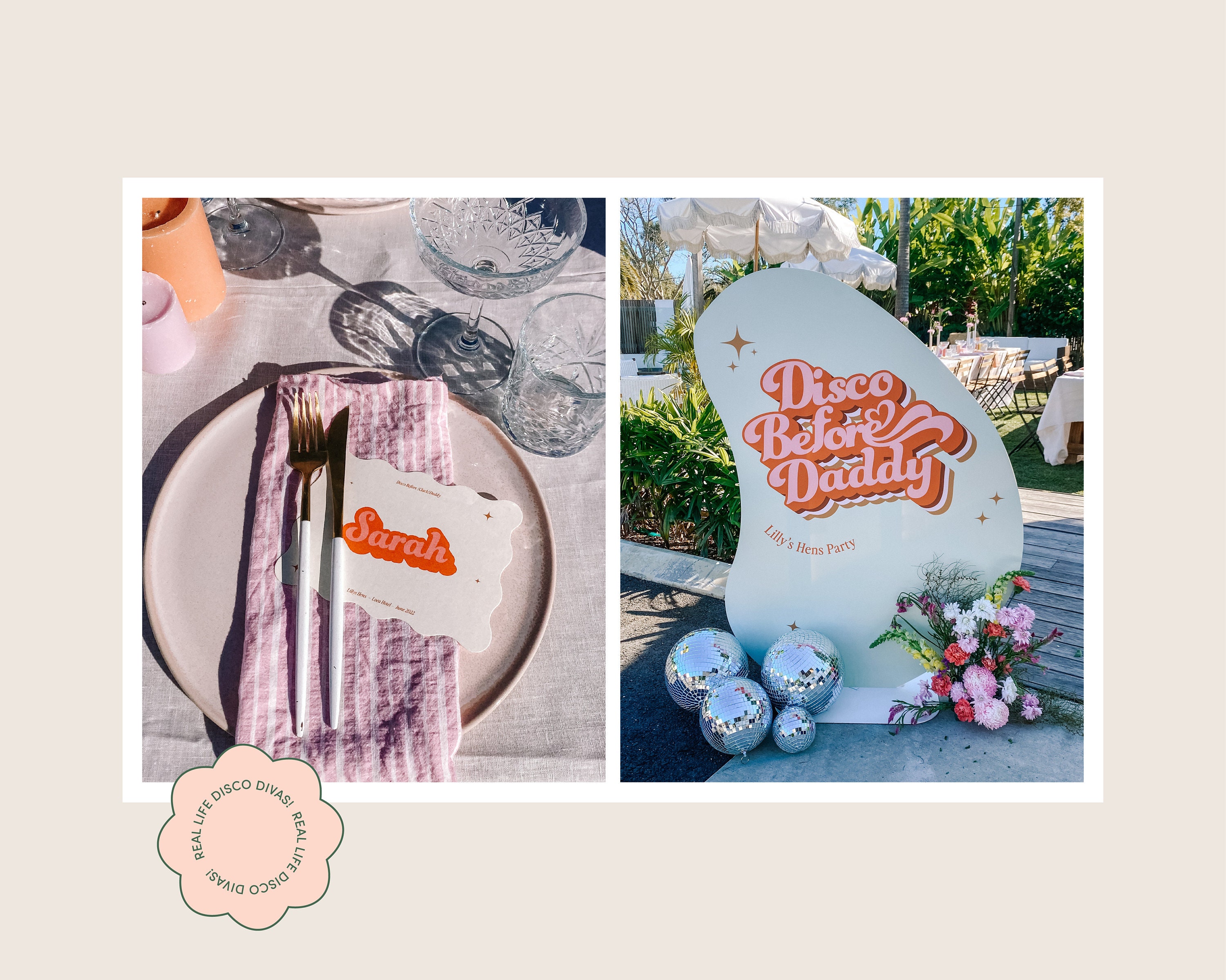 Disco Place Cards Hens Party Bachelorette Retro Party A6 Customizable ...