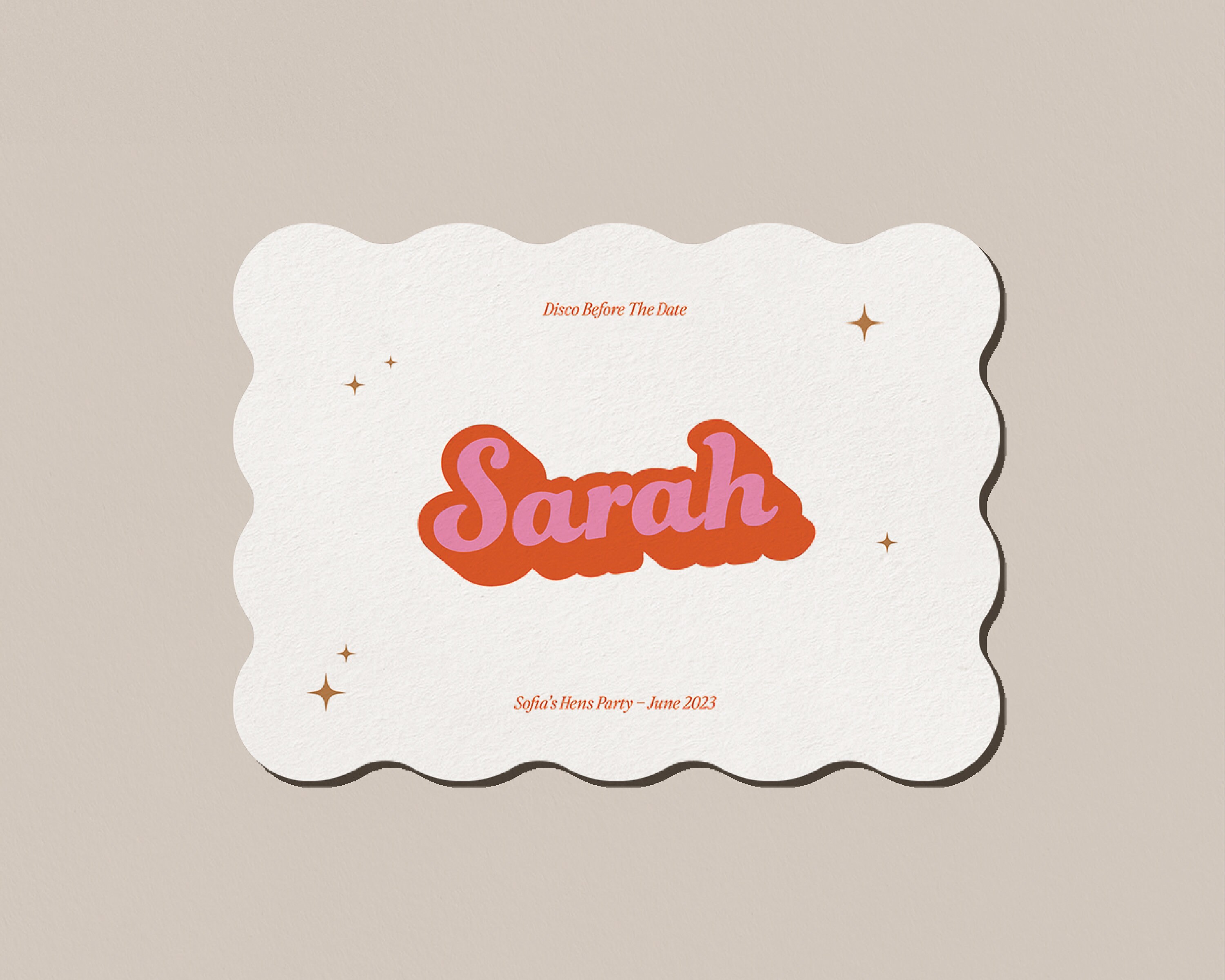 Disco Place Cards Hens Party Bachelorette Retro Party A6 Customizable ...