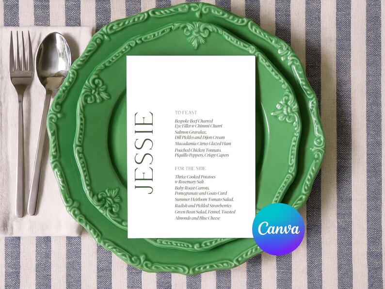 Jessie Wedding and Event Name Place Cards and Menus | DL | Customizable ...