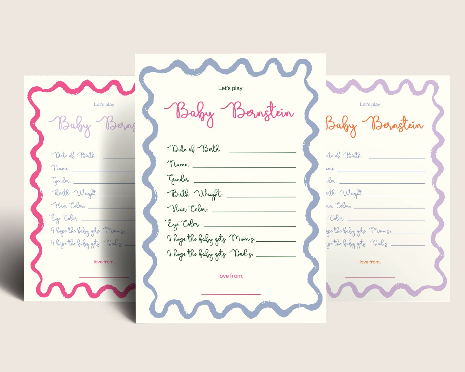 Sexi Plexi Baby Shower Game Card Questionaire | A6 | Customizable ...
