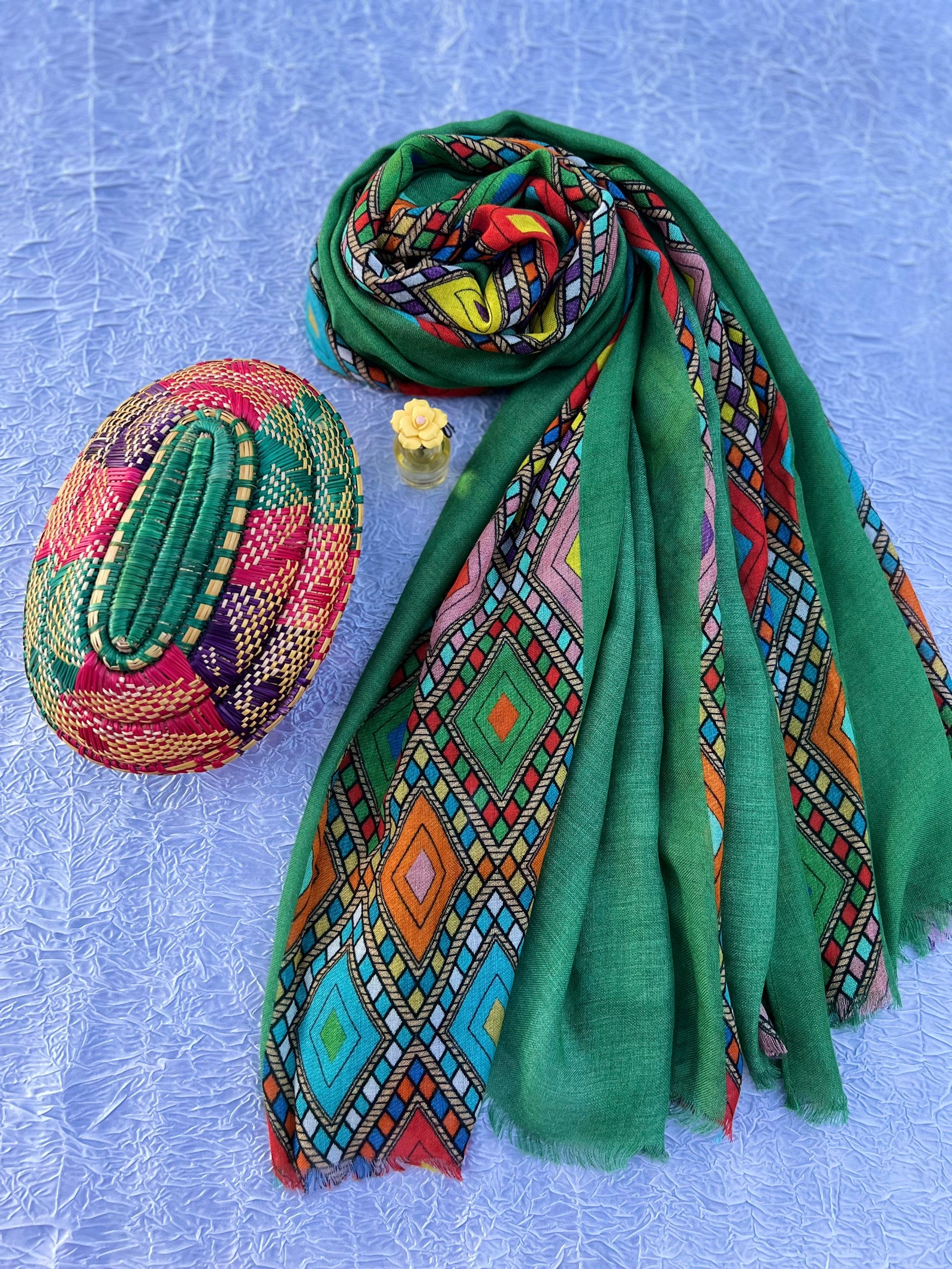 Green Scarf With Habesha Tilet Design. Custom Made Unique Head Wrap ...