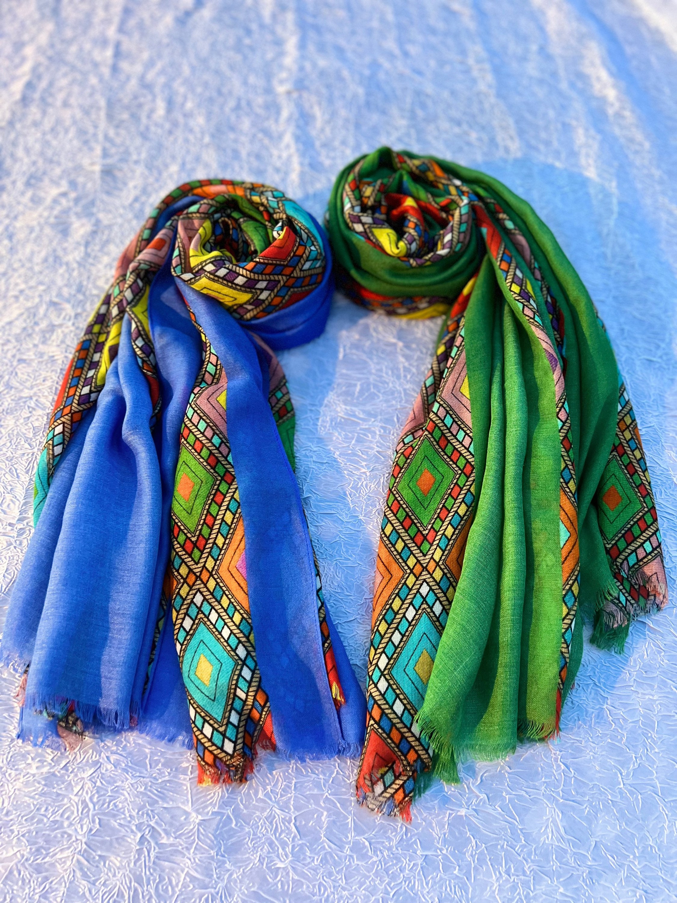 Green Scarf With Habesha Tilet Design. Custom Made Unique Head Wrap ...