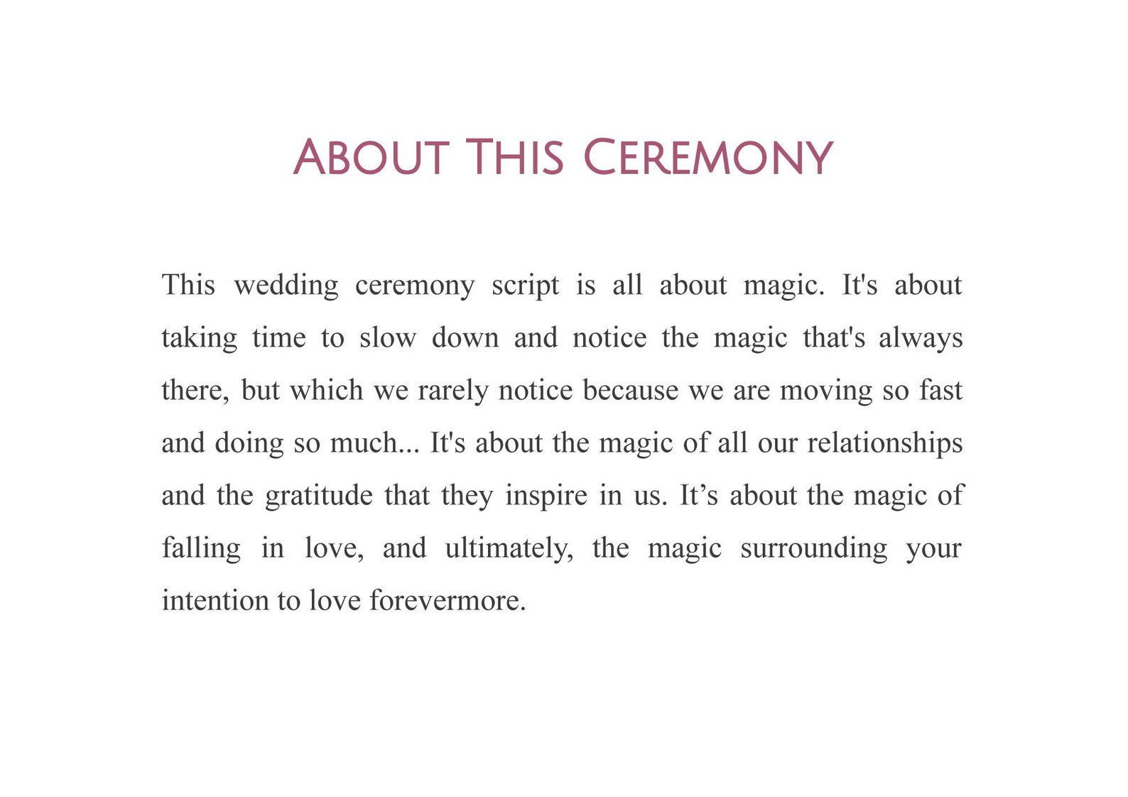 Modern Wedding Ceremony Script: Intentional Magic, Unique Celebrant ...