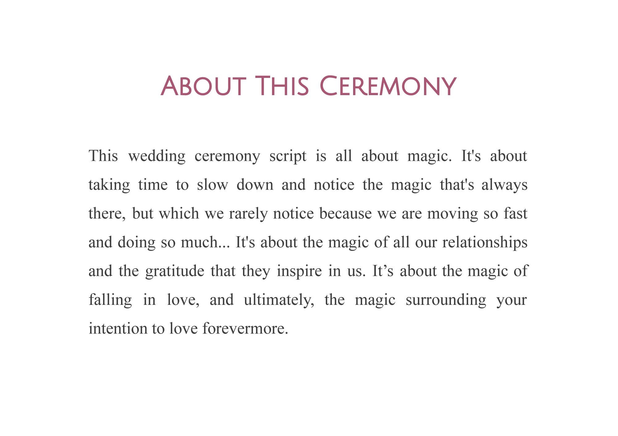 Modern Wedding Ceremony Script: Intentional Magic, Unique Celebrant ...