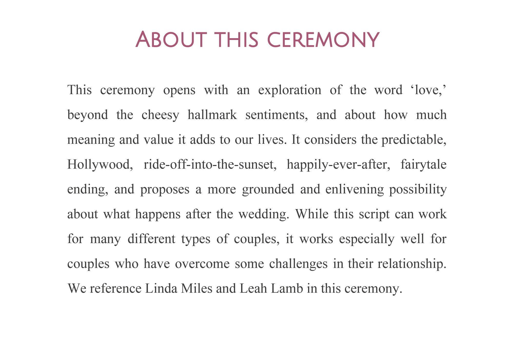 Unique Wedding Ceremony Script Happily Ever After, Reimagined Celebrant ...