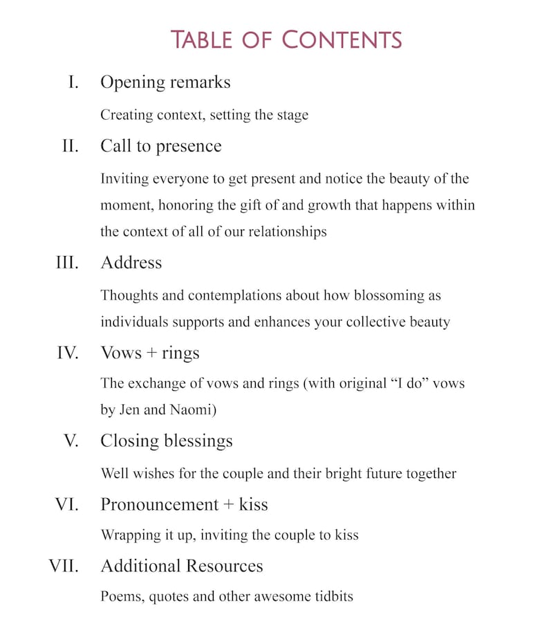 Modern Wedding Ceremony Script Blossoming in Marriage Non - Etsy