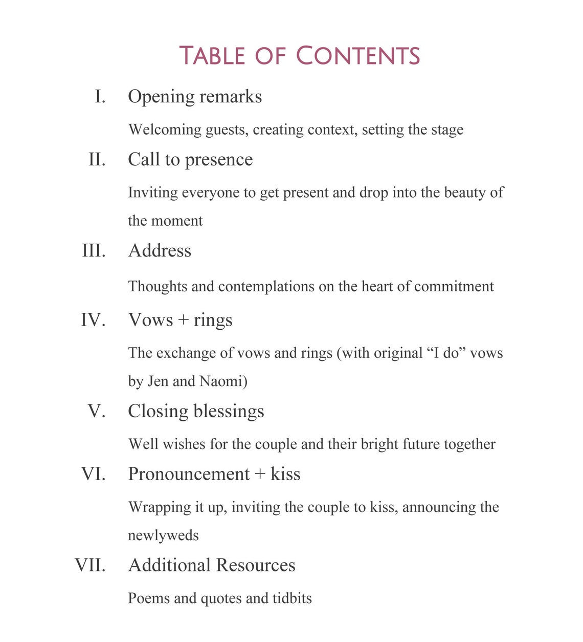 Non Traditional Wedding Ceremony Script Heart of Commitment - Etsy Canada