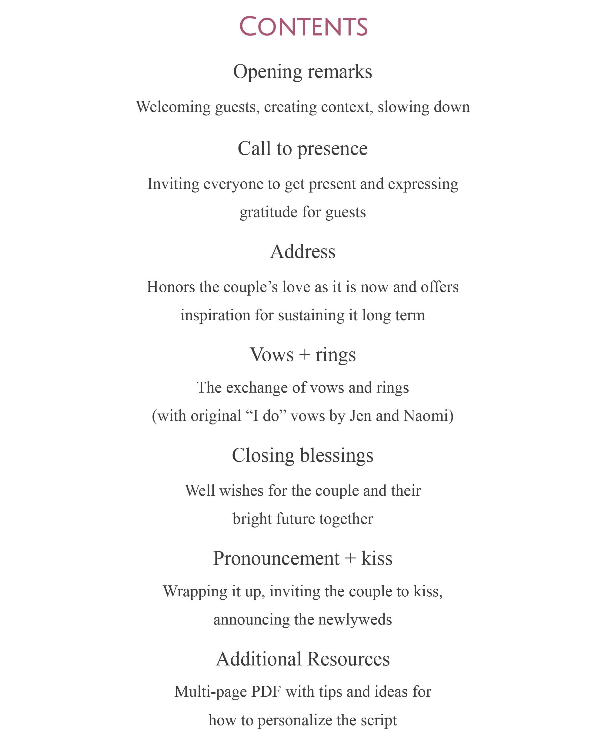 Thoughtful Wedding Ceremony Script | Pausing for Love | Non Traditional ...