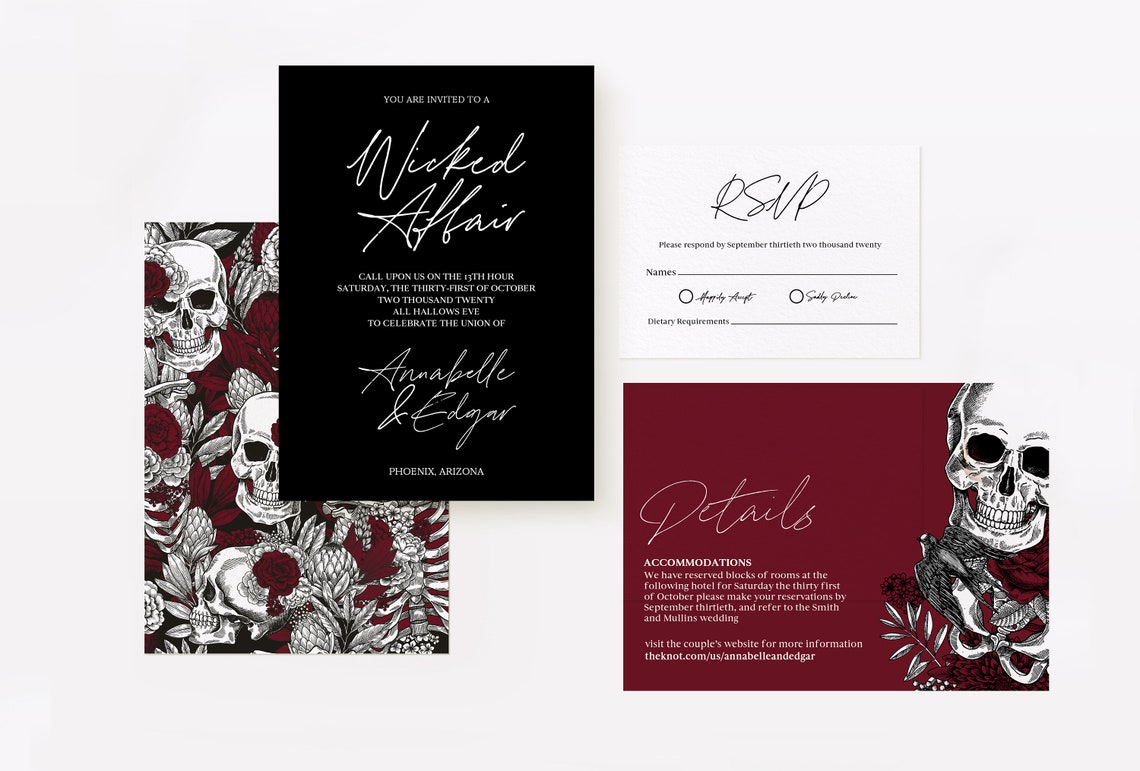 Spooky wedding invitations bold wedding invitations spooky | Etsy