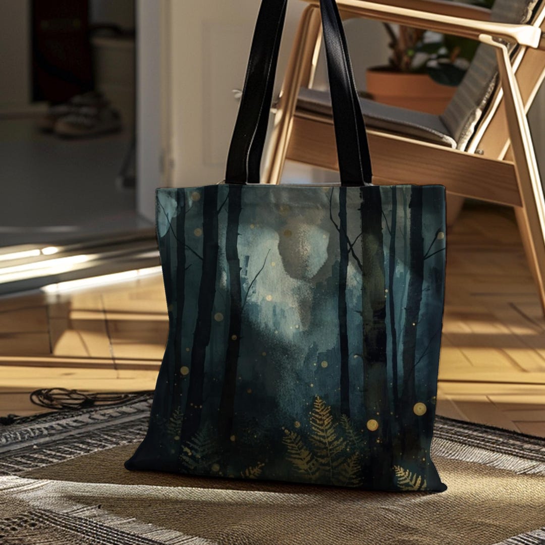 Enchanted Forest Firefly Tote Bag, Mystical Woodland Fern Tote ...