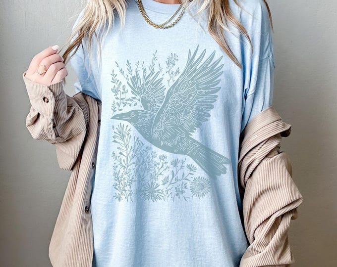 Whimsigoth Raven Shirt Gothic Raven Shirt Boho Crow Shirt Boho Raven ...