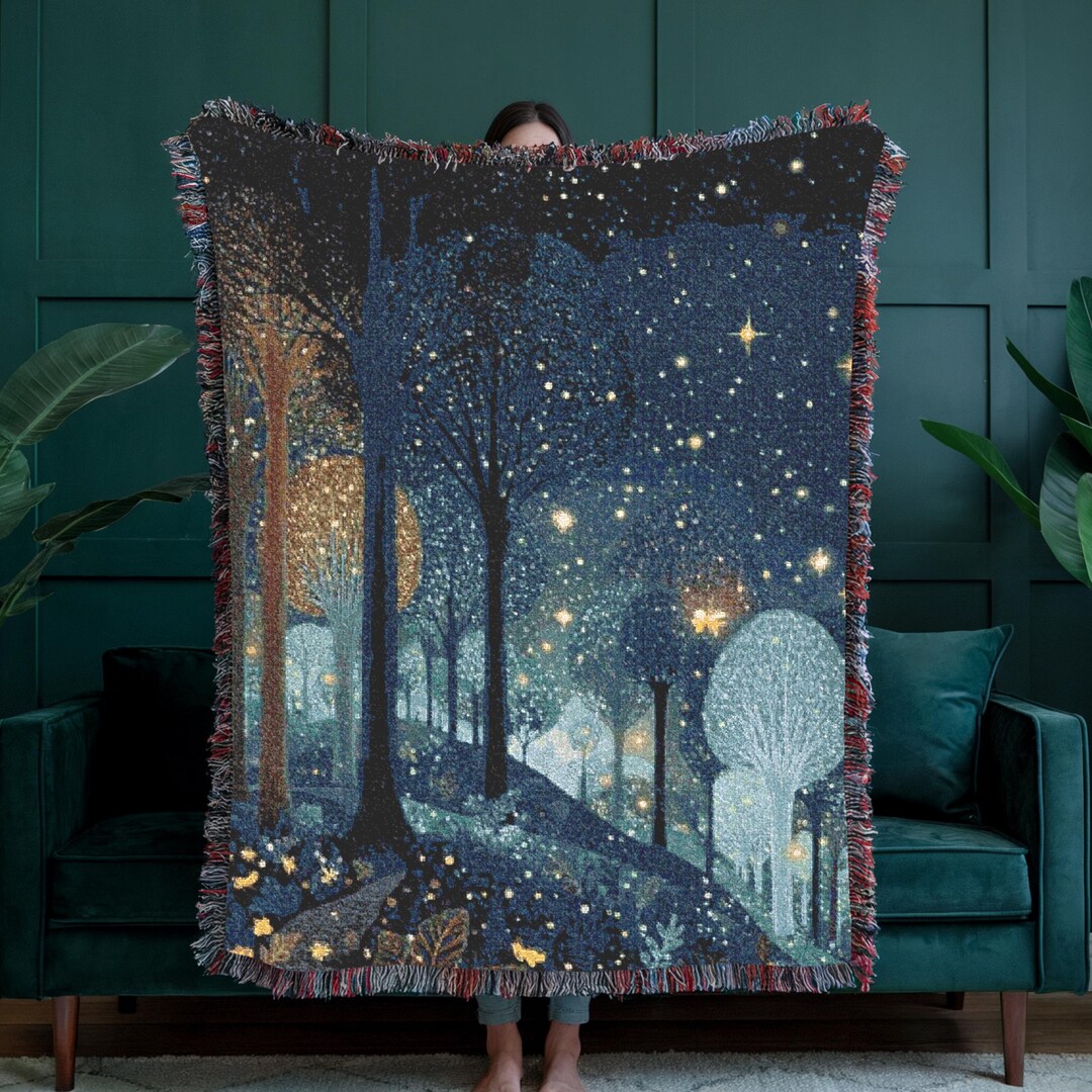 Whimsigoth Enchanted Forest Woven Throw Blanket, 100% Cotton Magical ...