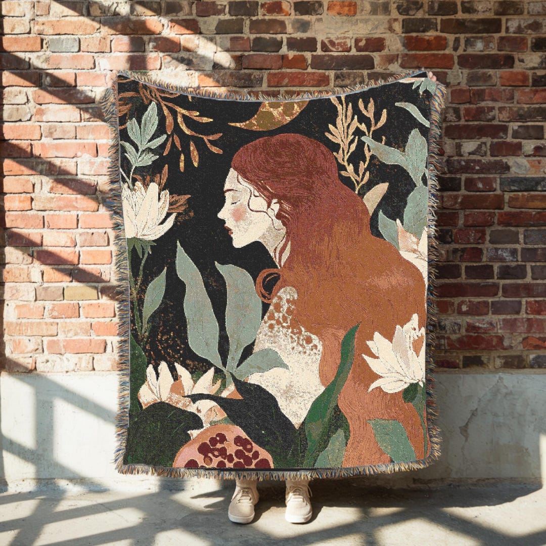 Persephone Hades Greek Mythology Woven Blanket, Pomegranate Woven Throw ...