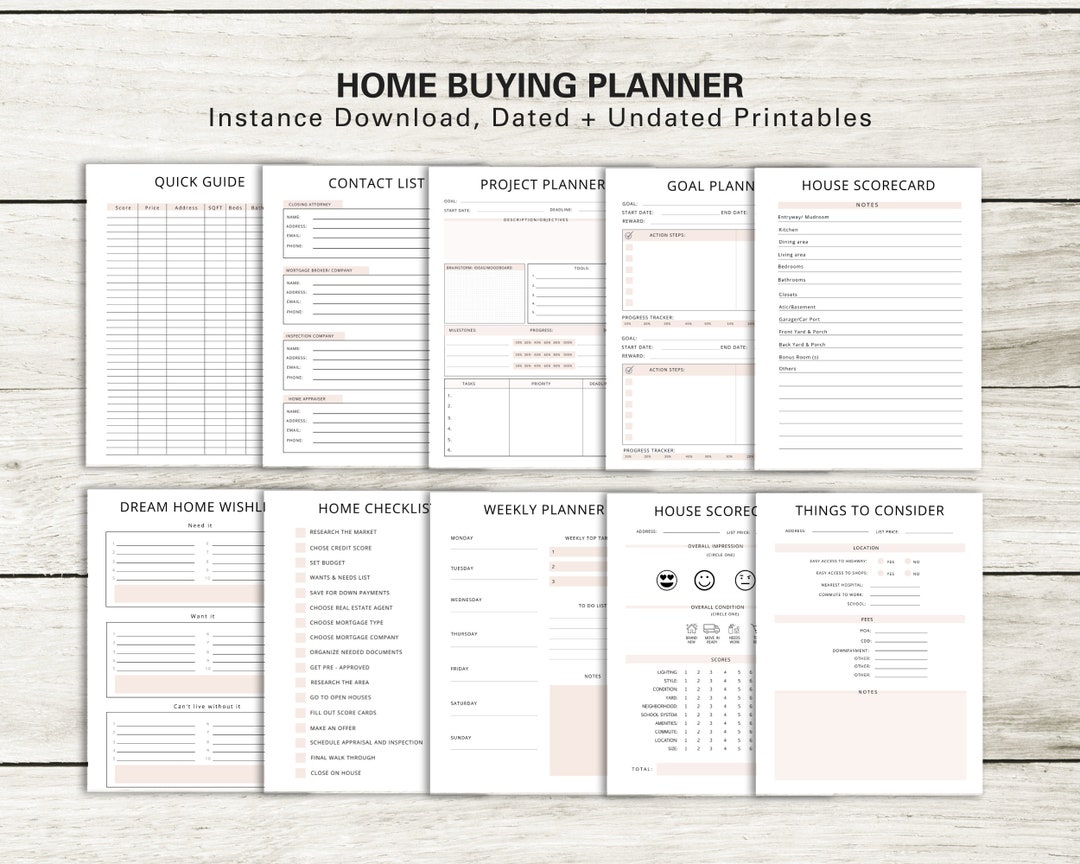 Home Buying Planner With Budget Tracker, Real Estate Organizer Notebook ...