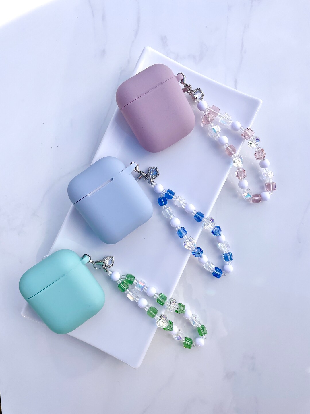Pastel Crystal Beaded Phone Strap, Light Stick Strap, Crystal Wrist ...
