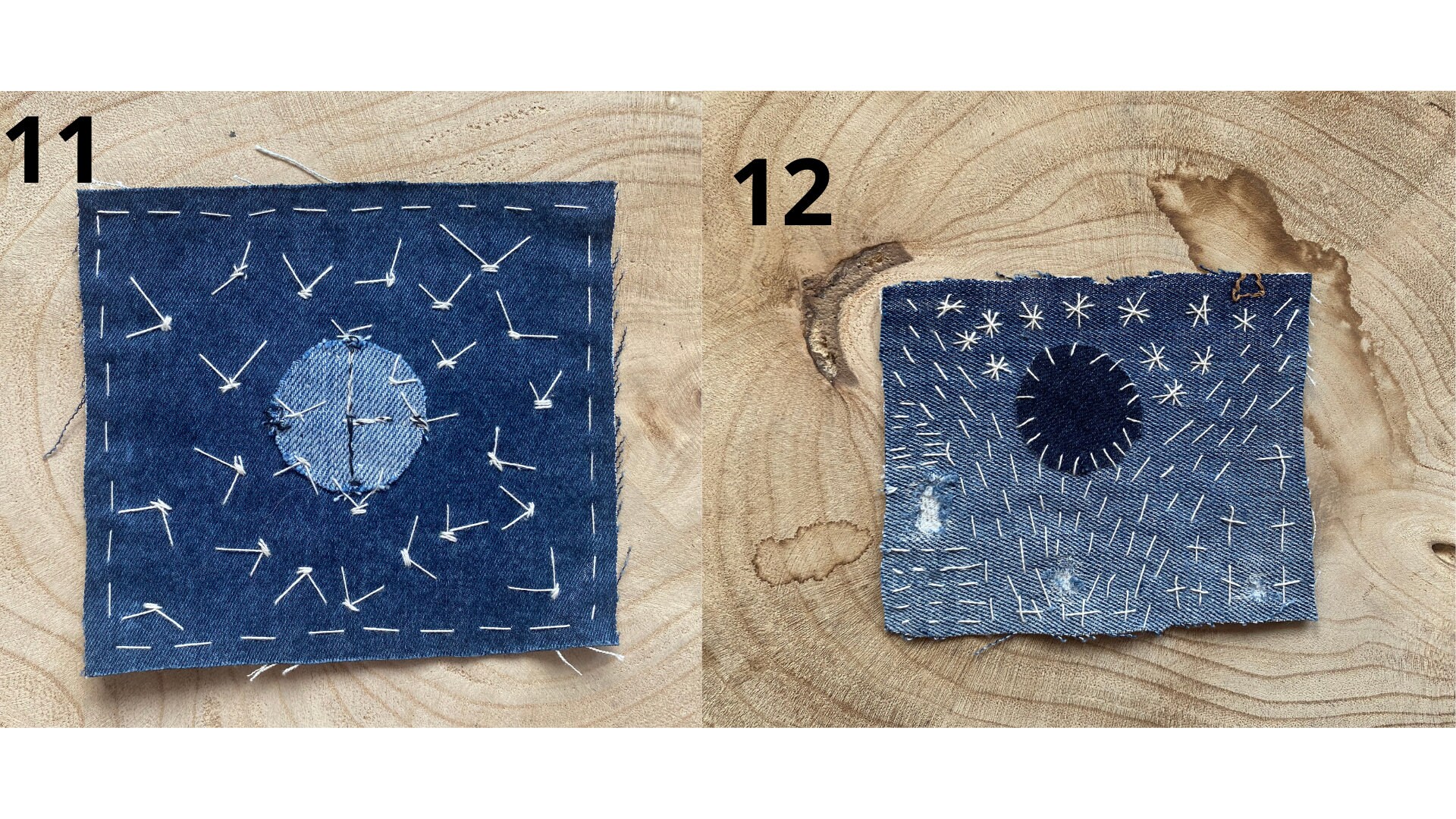 Embroidery Boro Knee Patch for Jean Repair, Blue Fabric Patches Sashiko ...