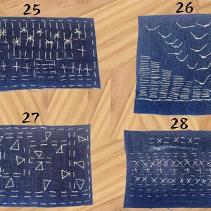 Patches of Different Sizes of Denim Hand Sewn With the Japanese Sashiko ...