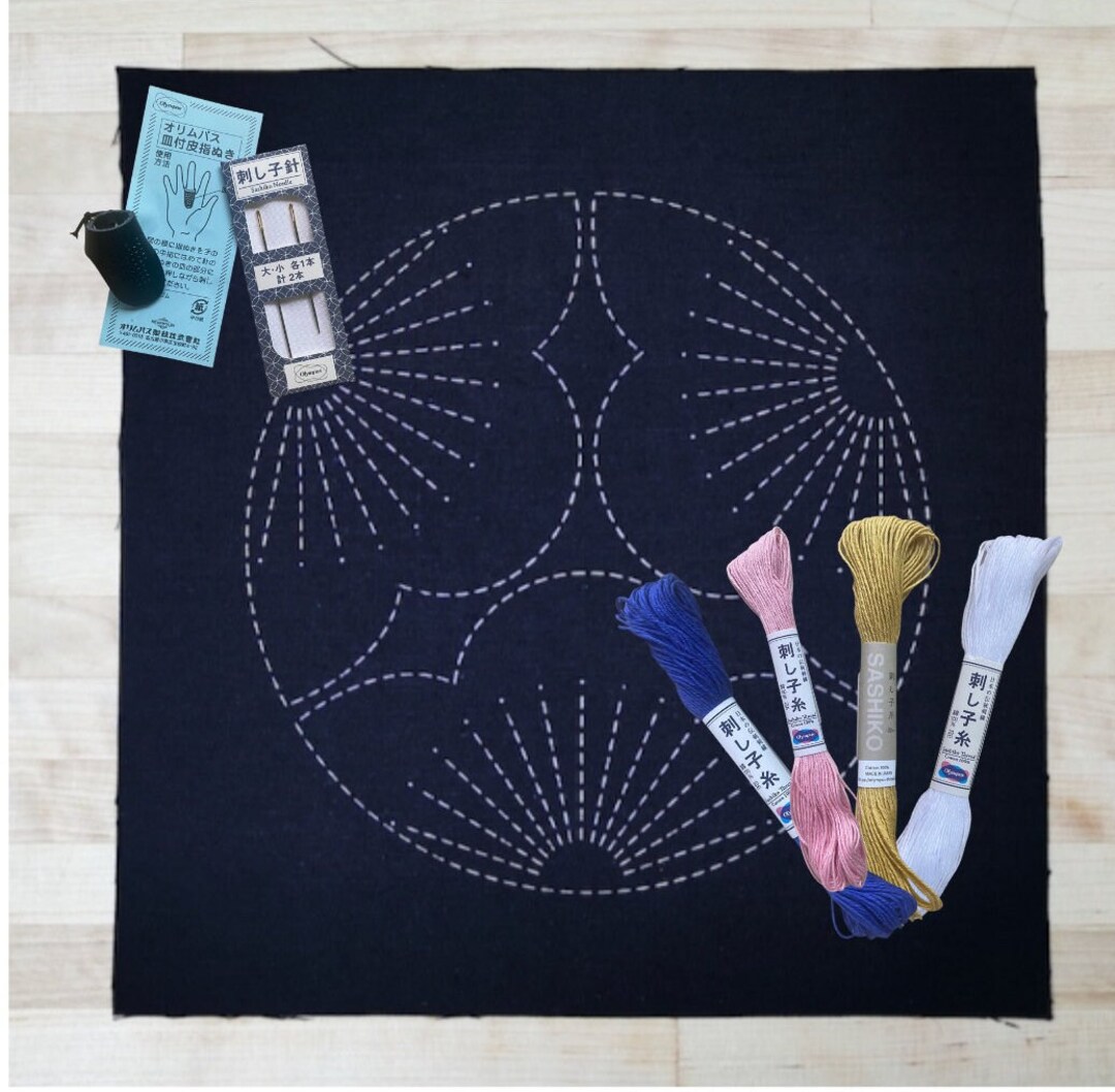 Traditional Japanese Washable Preprinted Sakura Flower Pattern Sashiko ...