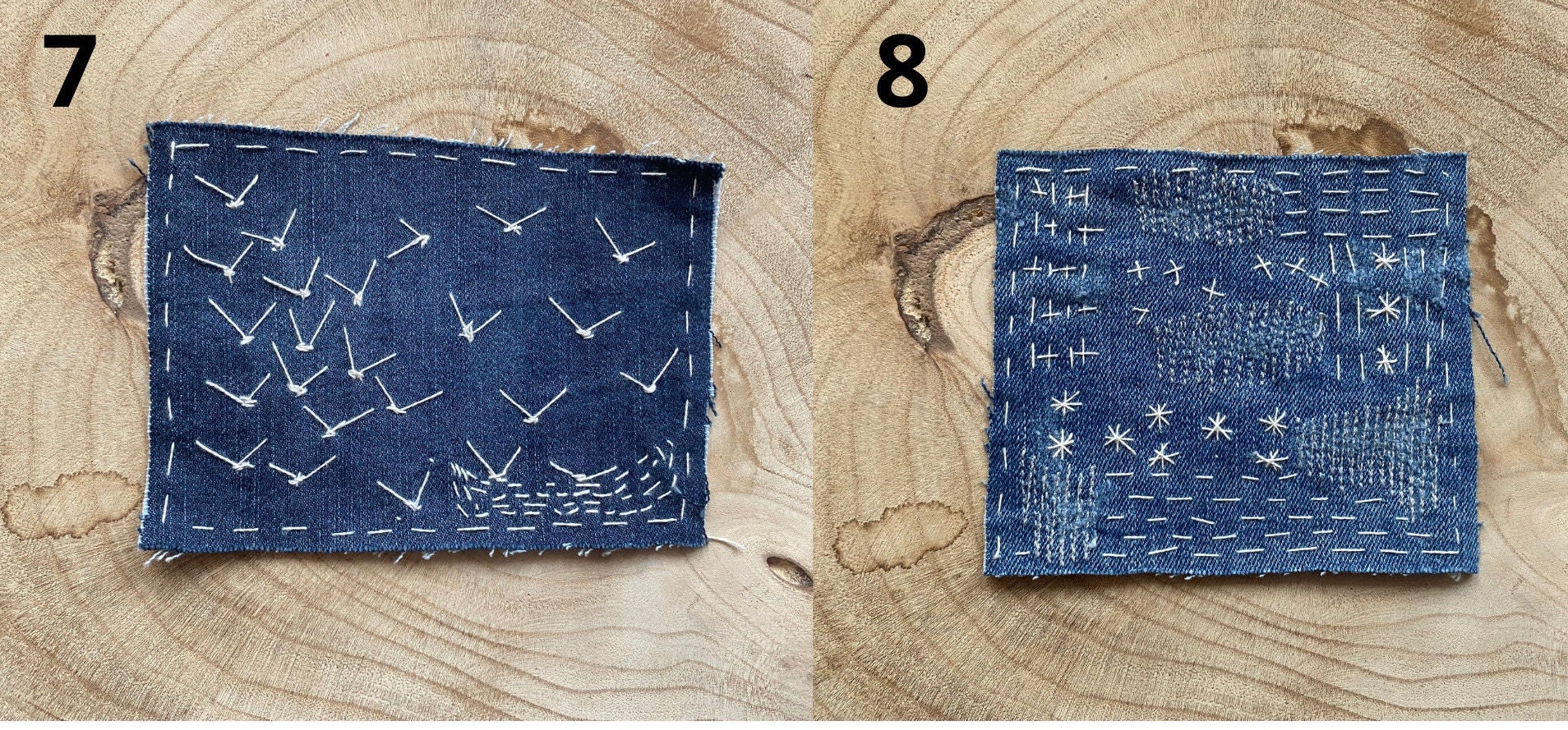Embroidery Boro Knee Patch for Jean Repair, Blue Fabric Patches Sashiko ...