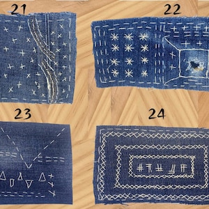 Patches of Different Sizes of Denim Hand Sewn With the Japanese Sashiko ...