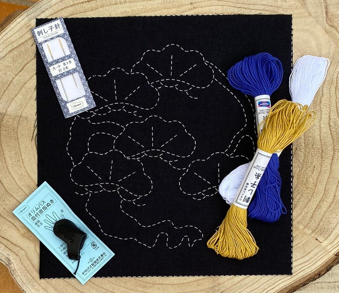 Sashiko Embroidery Kit Pre-printed Wash-away Pattern Sampler, Hand ...